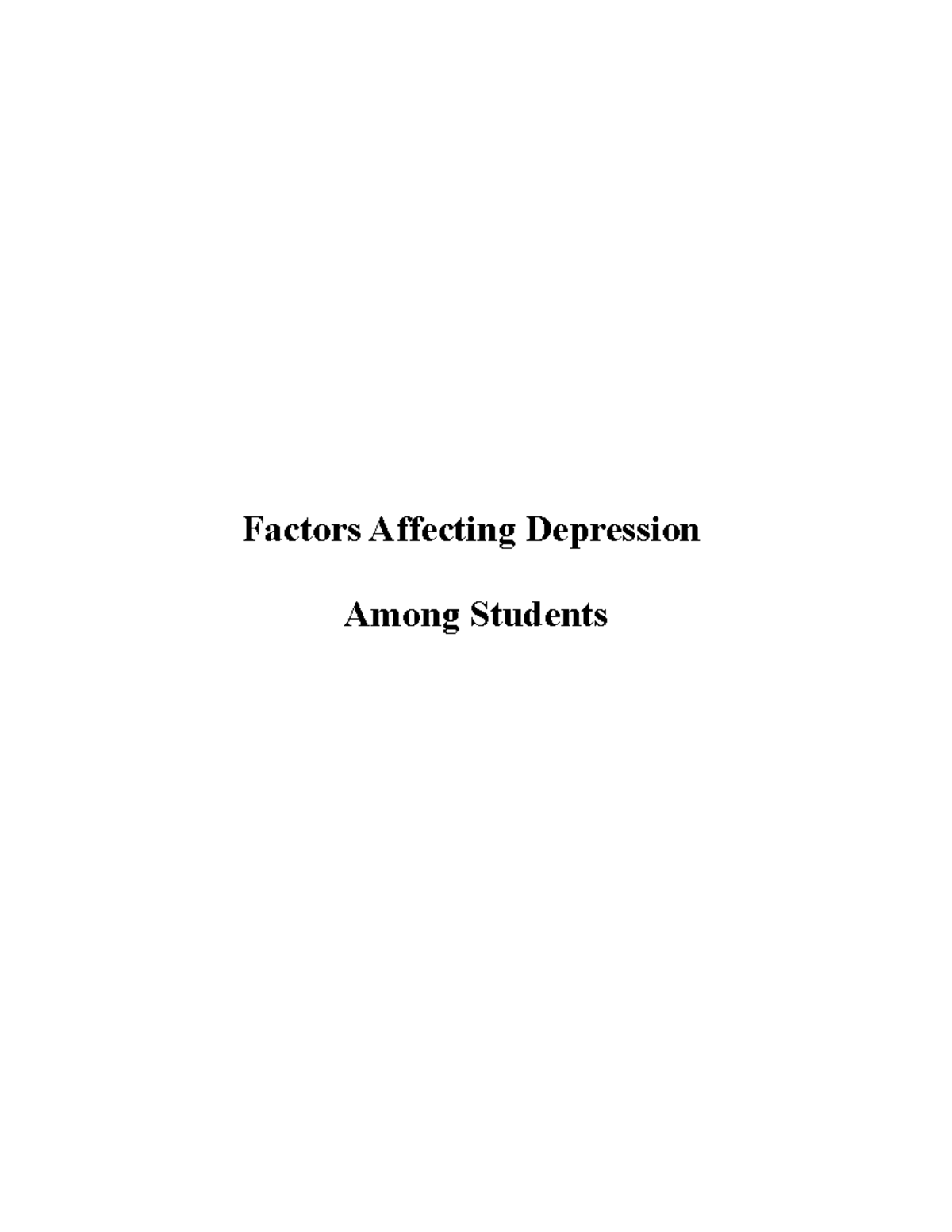 Factors Affecting Depression Among Students - Factors Affecting ...