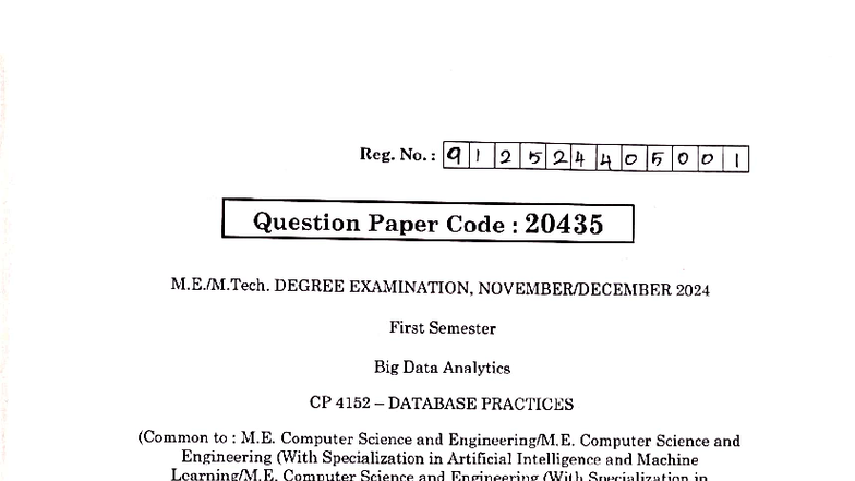 CP4152 - Final Exam Questions for Database Practices - Studocu