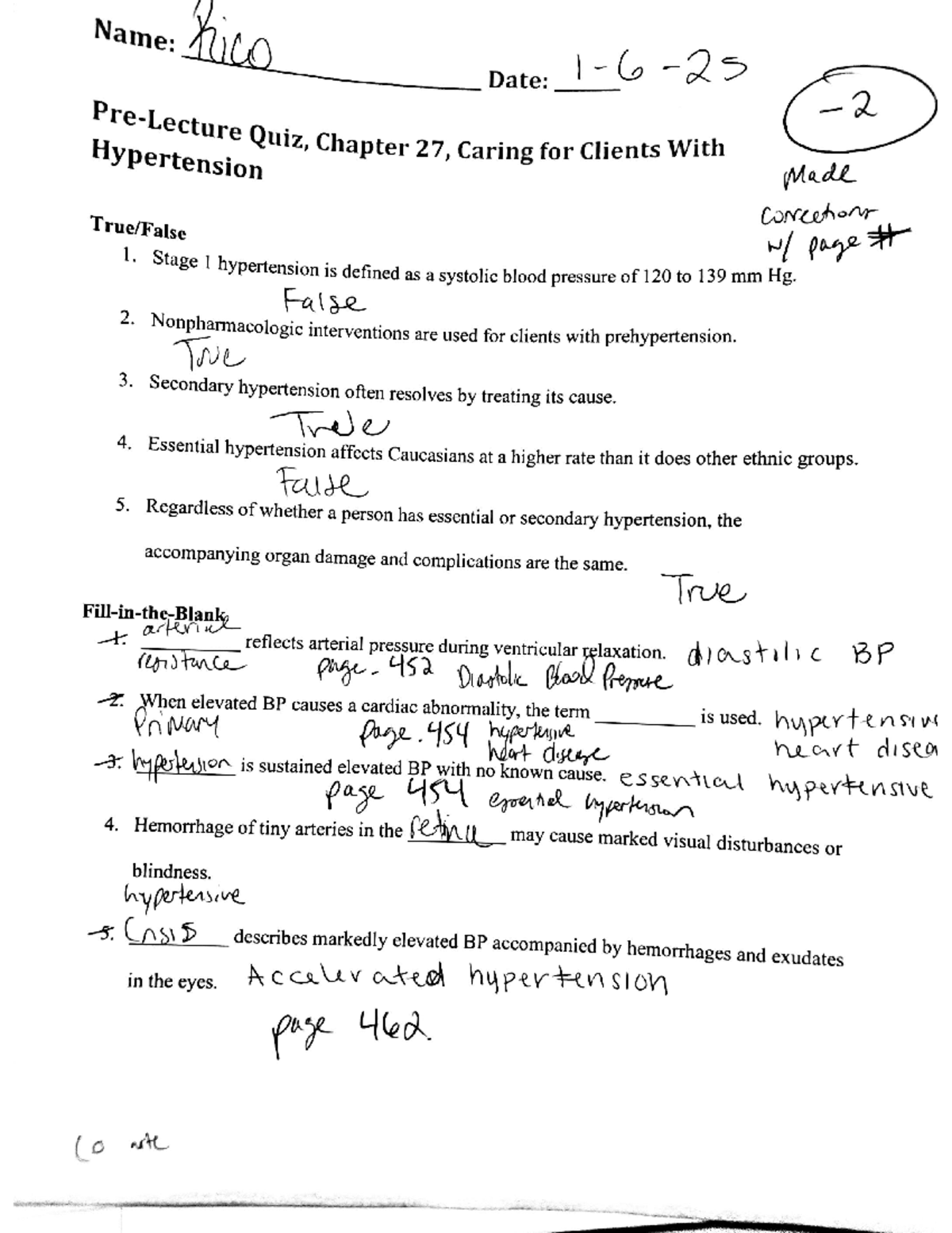 Doc 01-06-2025 21-27-25 - Name: Rico Date: Hypertension Quiz, Chapter ...