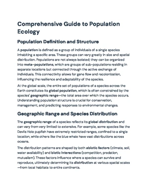 Population Dynamics - Study Notes & Assignments - Studocu