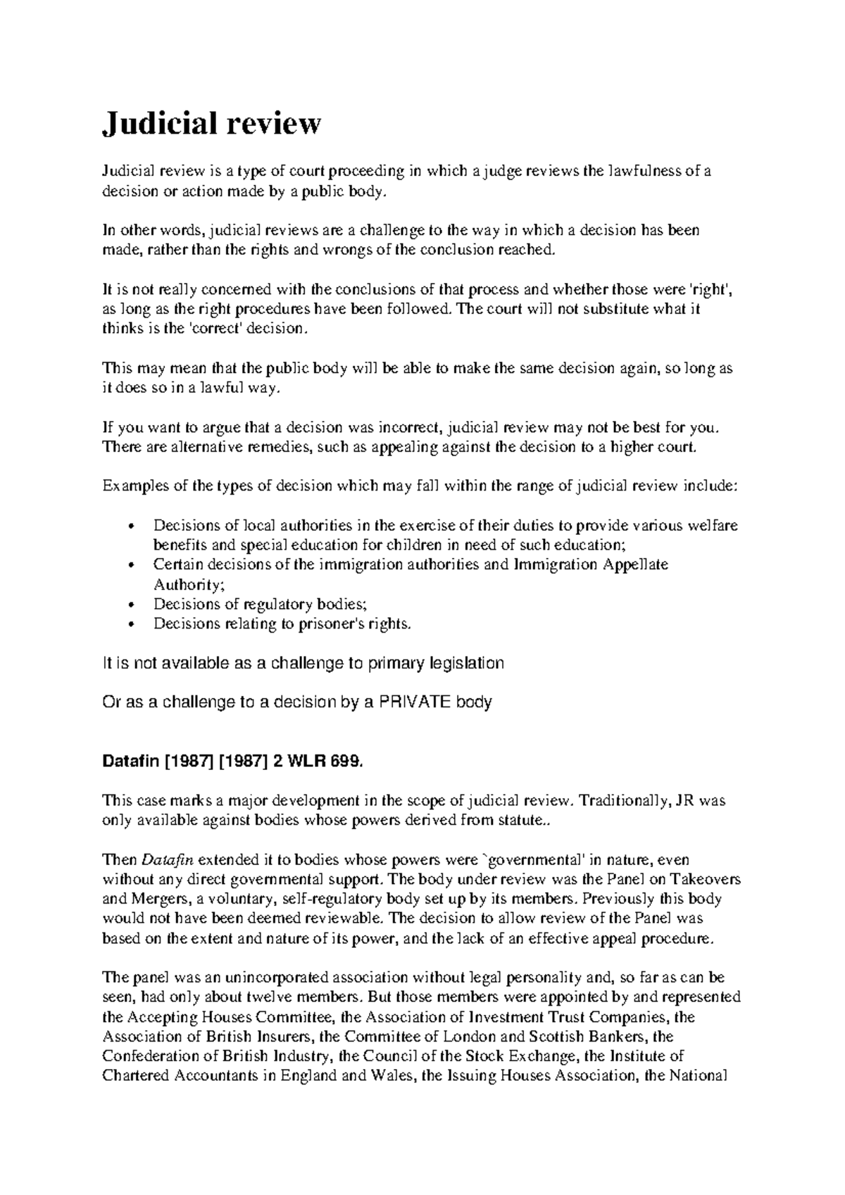 Judicial Review Notes: Understanding the Legal Framework and Case Law ...
