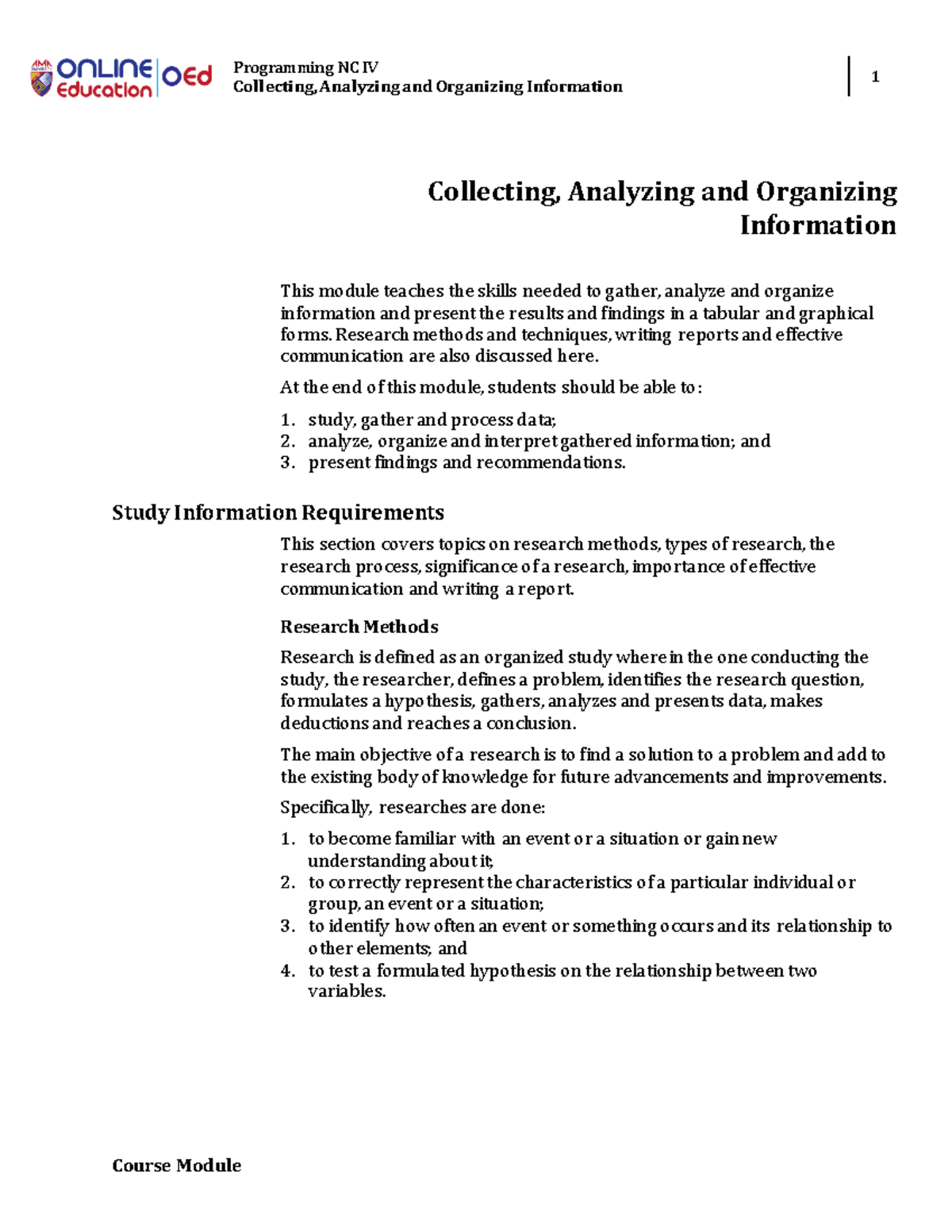 Week 008-009 -Module Collecting, Analyzing and Organizing Information ...