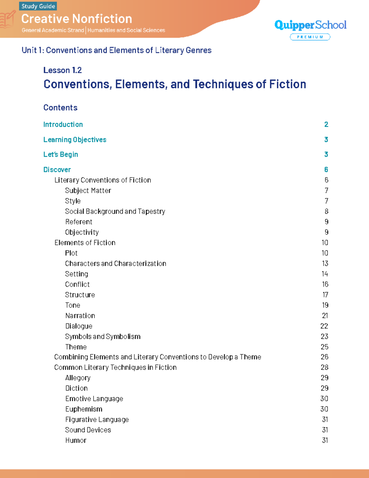 CNF11 12 Lesson 1: Analyzing Conventions and Elements of Fiction - Studocu