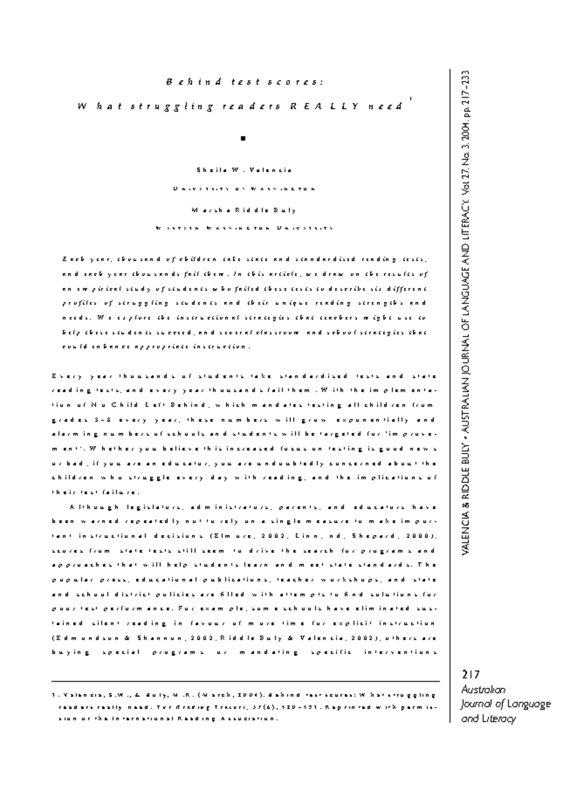 Behind Test Scores: Understanding Struggling Readers' Needs (EDUC 200 ...