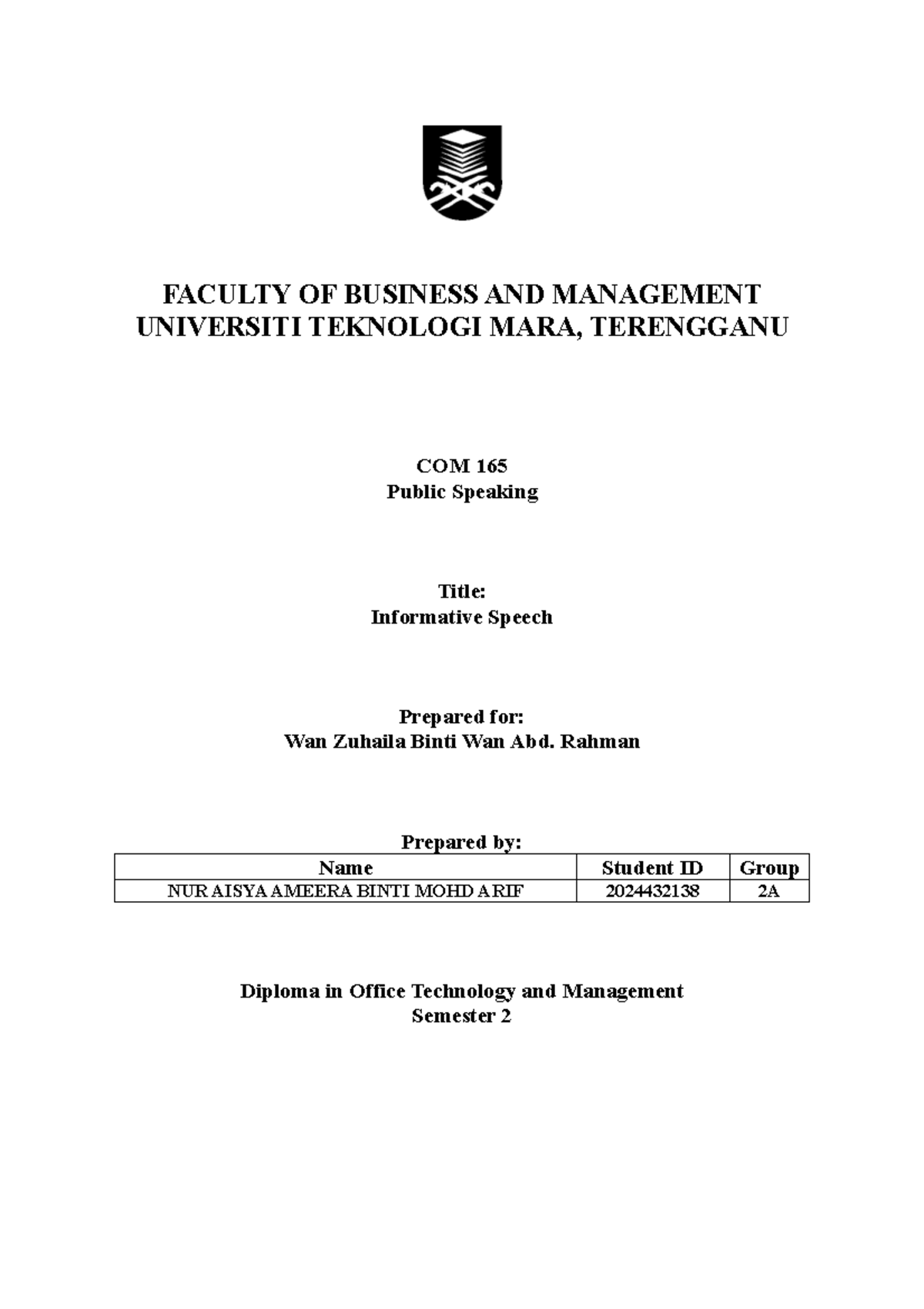 COM 165 Informative Speech: Understanding Autism Types - Studocu