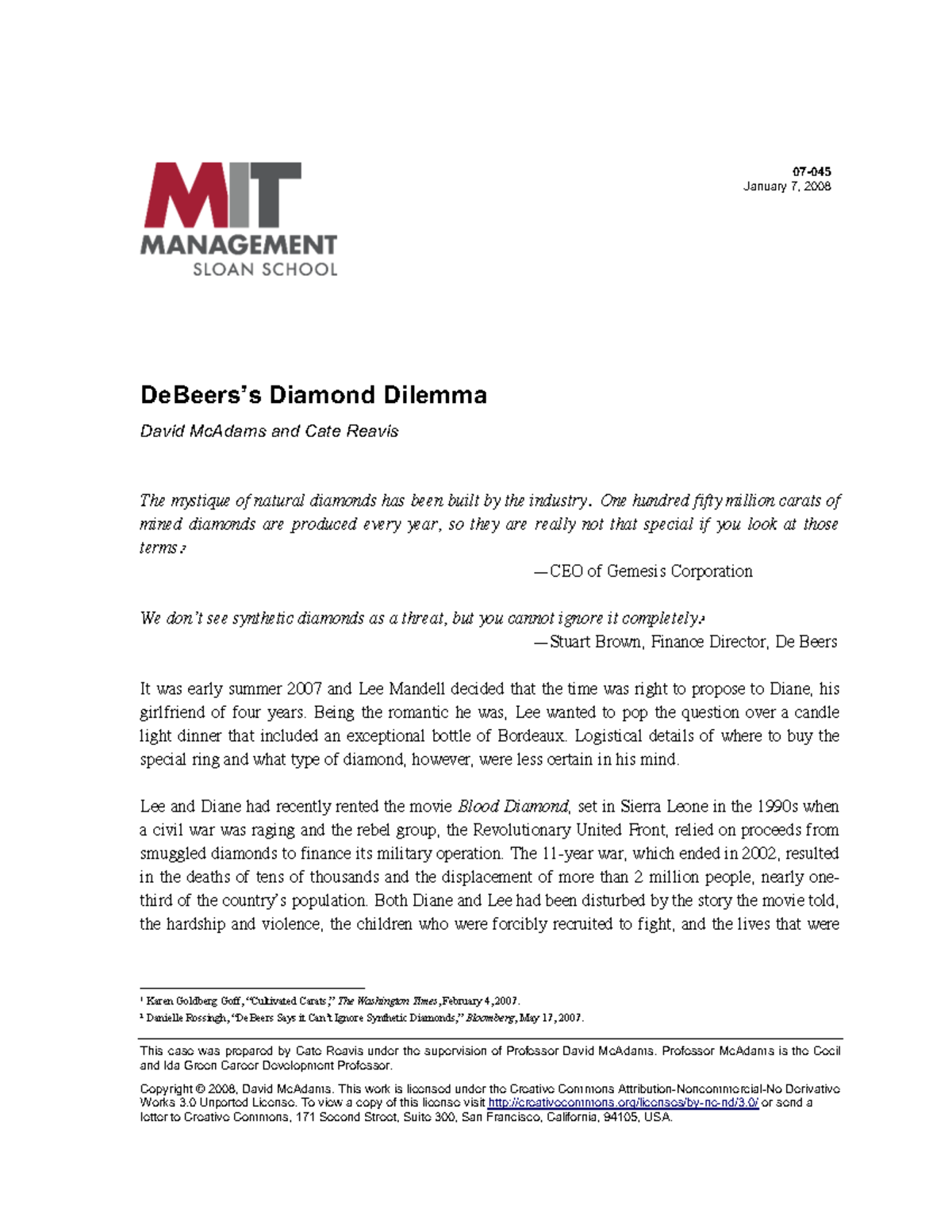 De Beers Diamond Dilemma: Navigating the Synthetic Market - Studocu