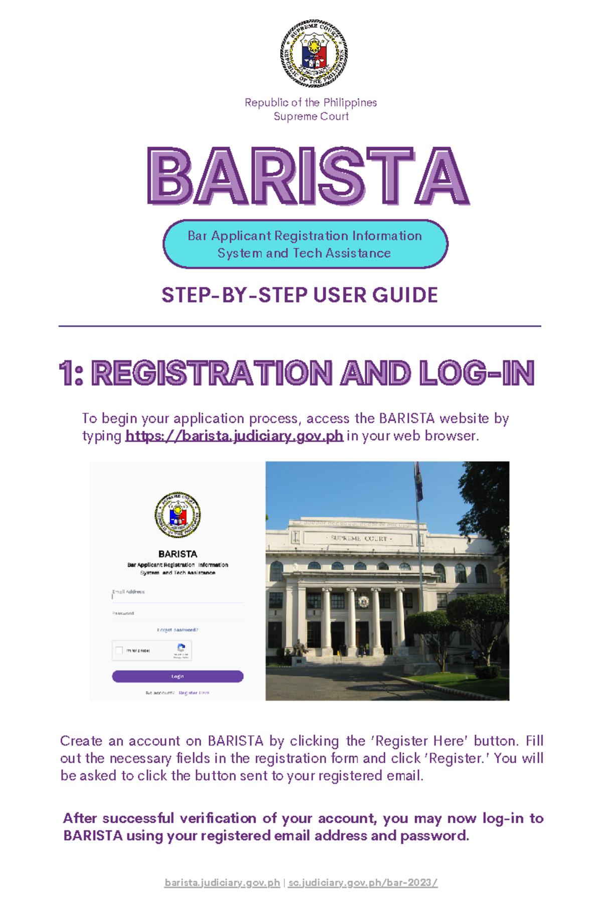 BARISTA User Guide: Registration, Dashboard, Document Upload & Payment - Studocu