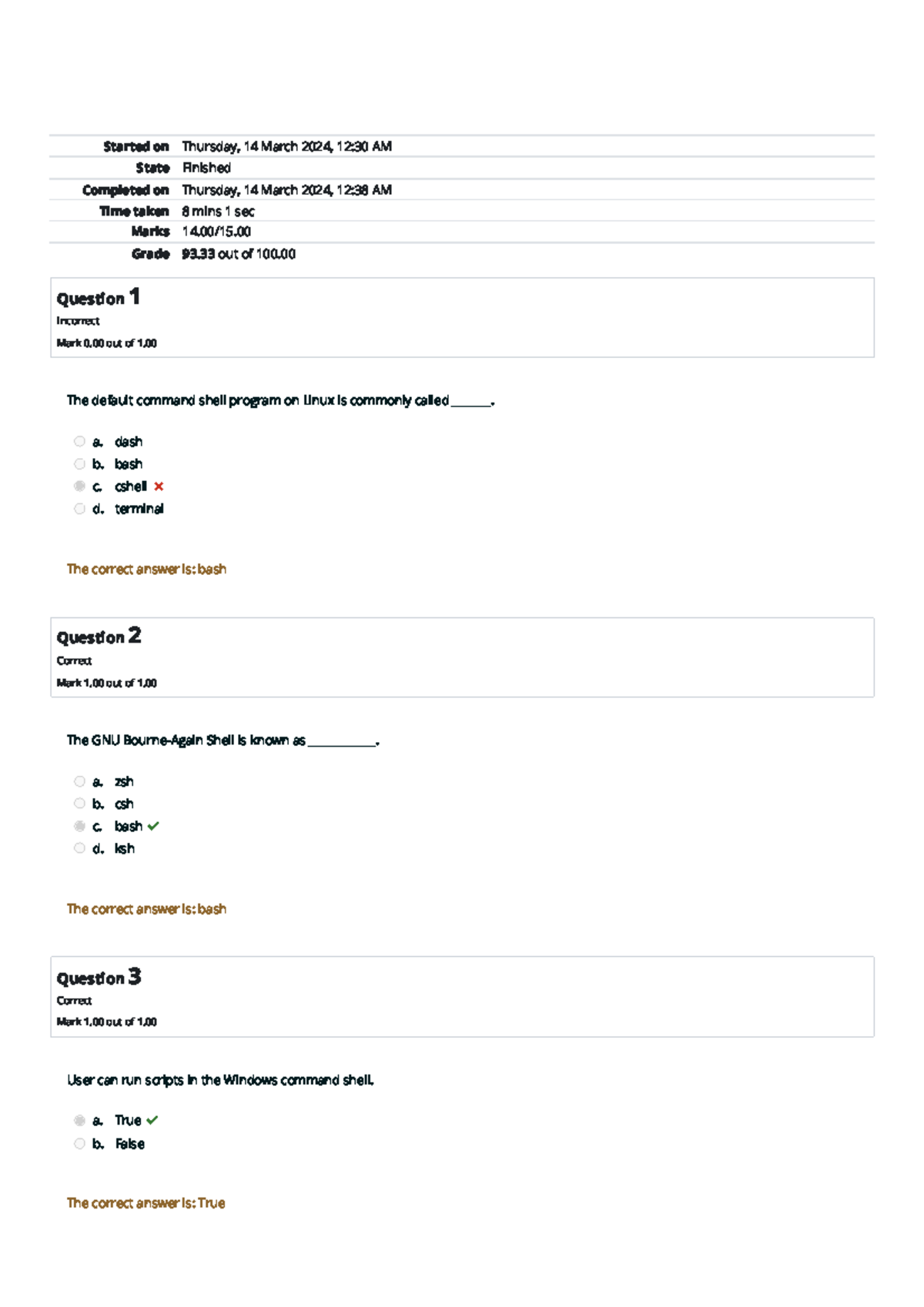 Unit 6 Graded Quiz Attempt Review - Score: 93.33% - Studocu
