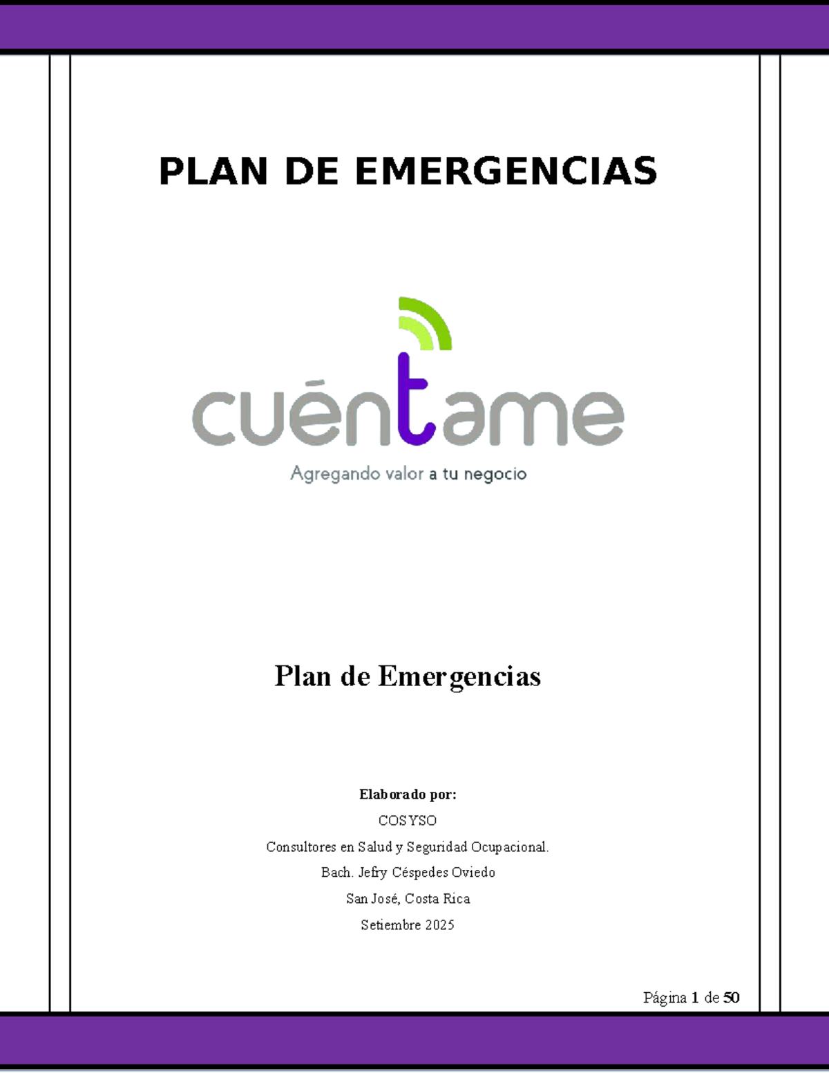 PLAN DE EMERGENCIAS 2025 - CUENTAME MALL SAN PEDRO - Studocu