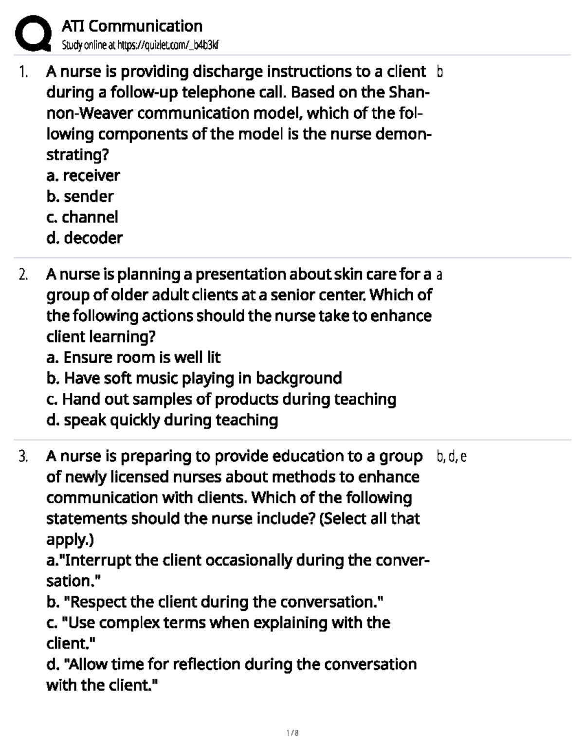 Q ATI Communication Study - Key Concepts and Strategies for Nurses ...