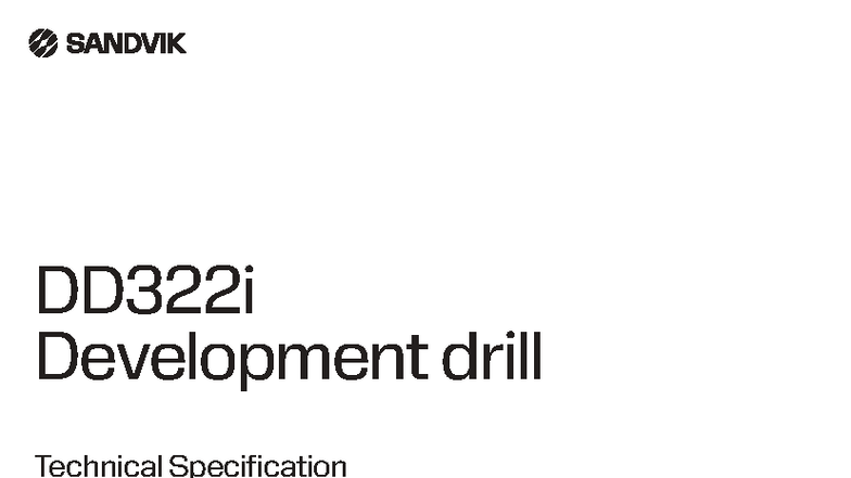 Sandvik DD322i Technical Specification Sheet for Development Drilling ...