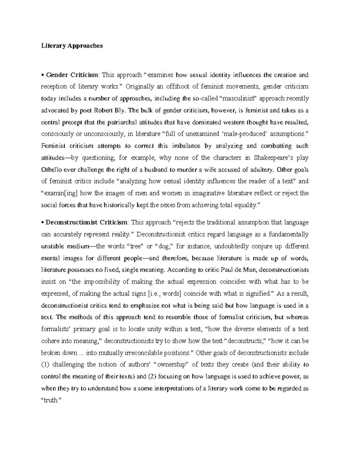 Gender Criticism - Literary Approaches Gender Criticism: This approach ...