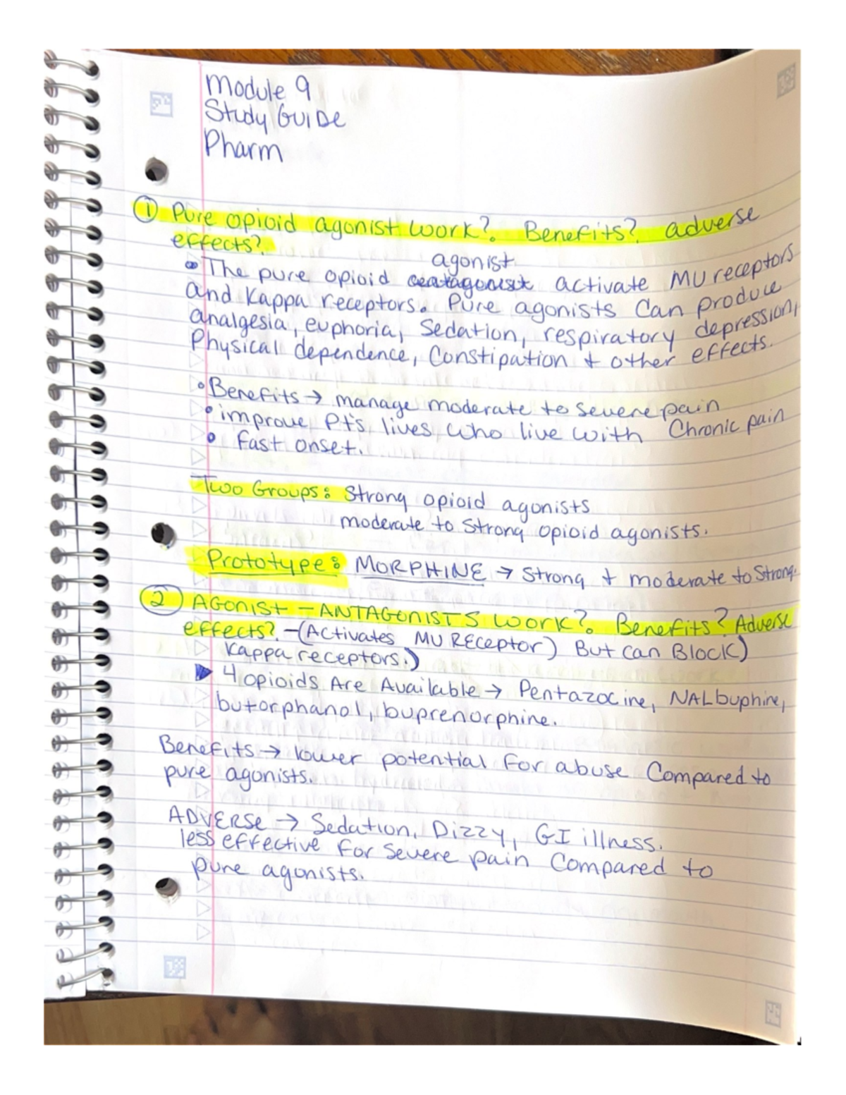 Module 9 - study guides - Module 9 M Study GUIDE Pharm I Pure opioid ...