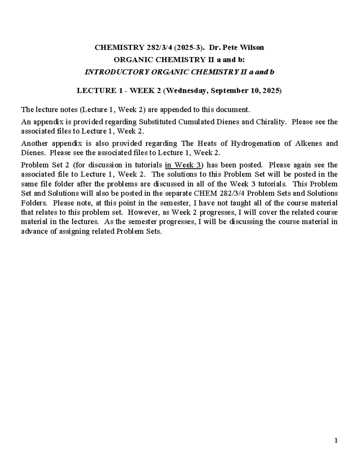 CHEM 282/283/284 2025-3 Organic Chemistry II Lecture Notes Week 2 - Studocu