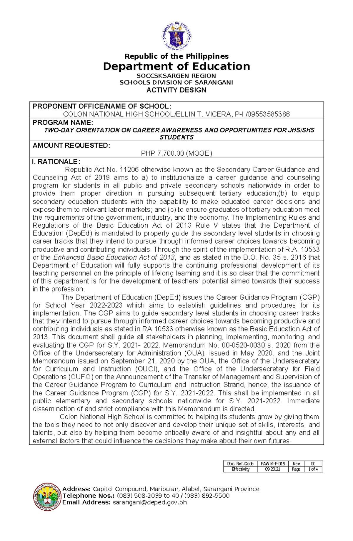 Career Guidance Program for JHS/SHS Students: Orientation 2023 - Studocu