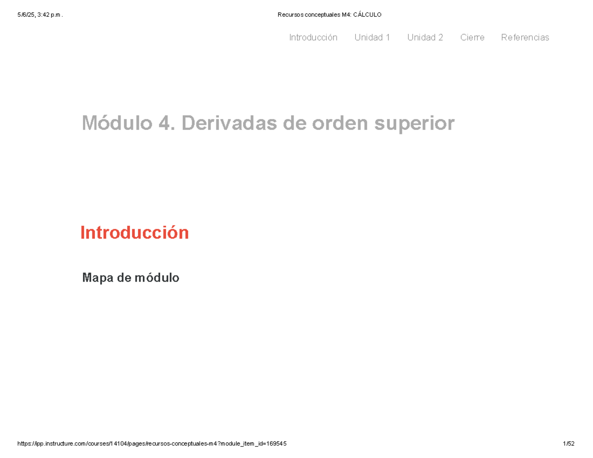 Recursos Conceptuales M4: Cálculo - Derivadas de Orden Superior - Studocu