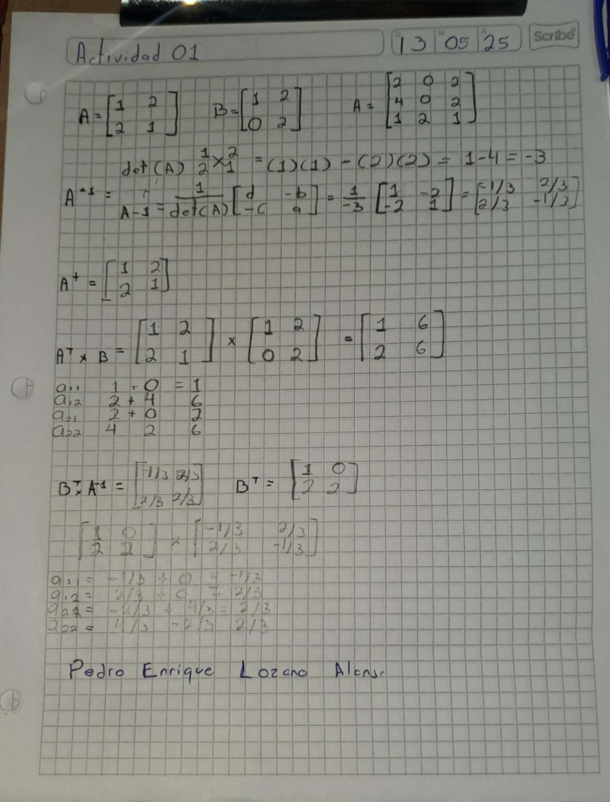 Actividad 01 Arqui Robots: Scribe® A & B Matrix Calculations - Studocu