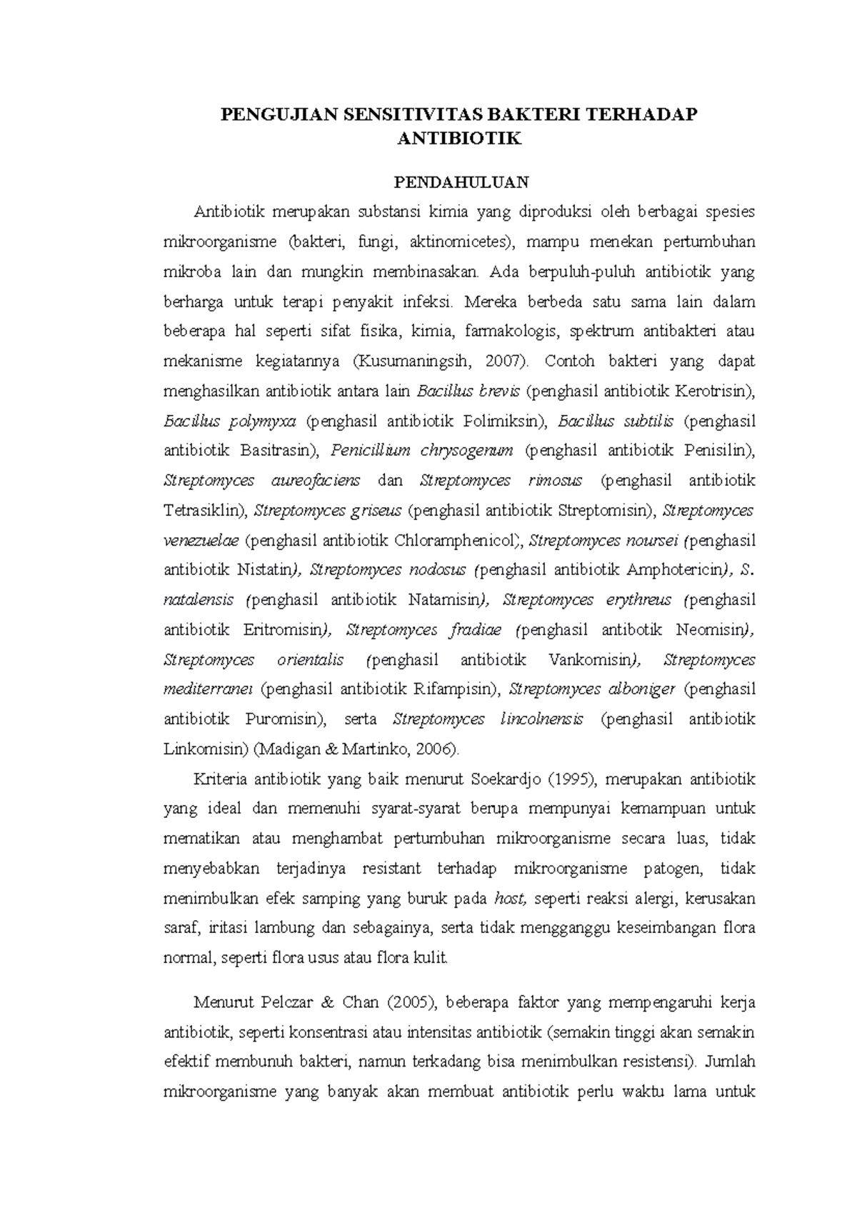 UJI SENSITIVITAS BAKTERI TERHADAP ANTIBIOTIK DENGAN METODE KIRBY-BAUER ...