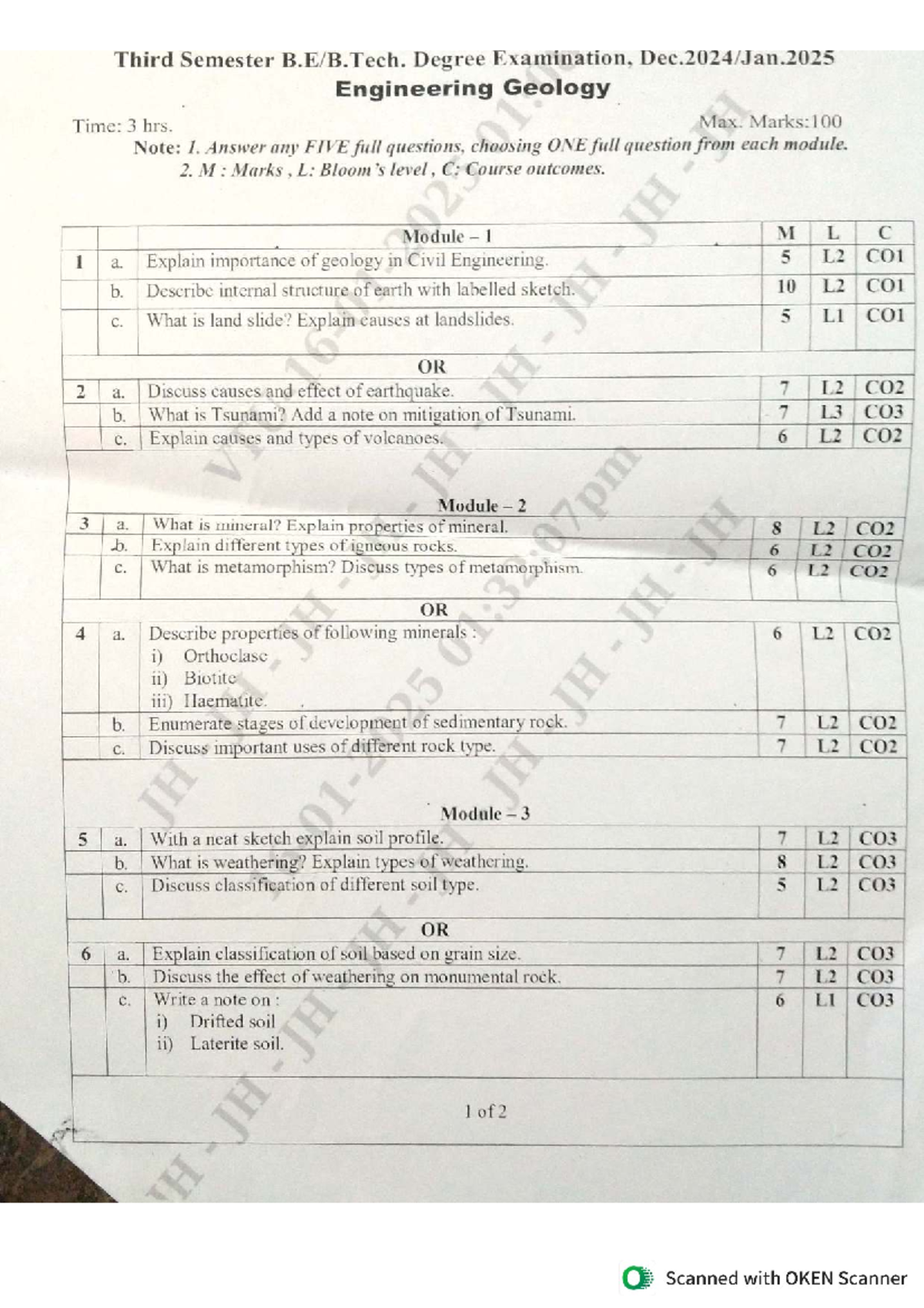 Third Semester Engineering Geology - PYQ Exam Questions - Studocu