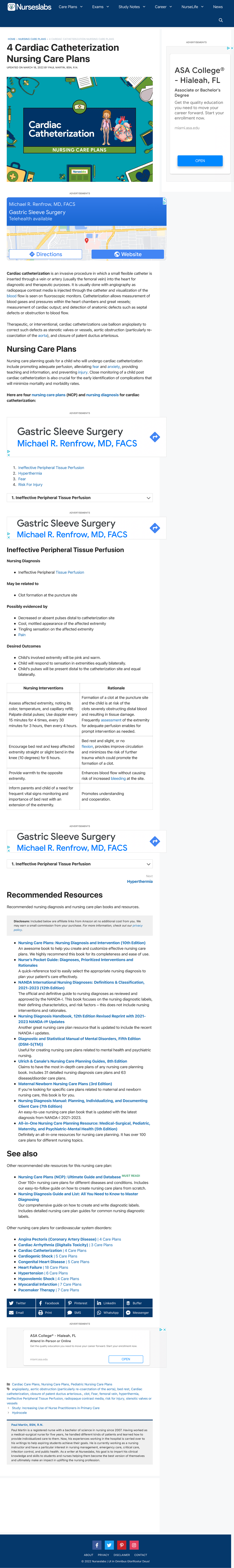 4 NCP for Cardiac Catheterization - Nursing Care Strategies - Studocu