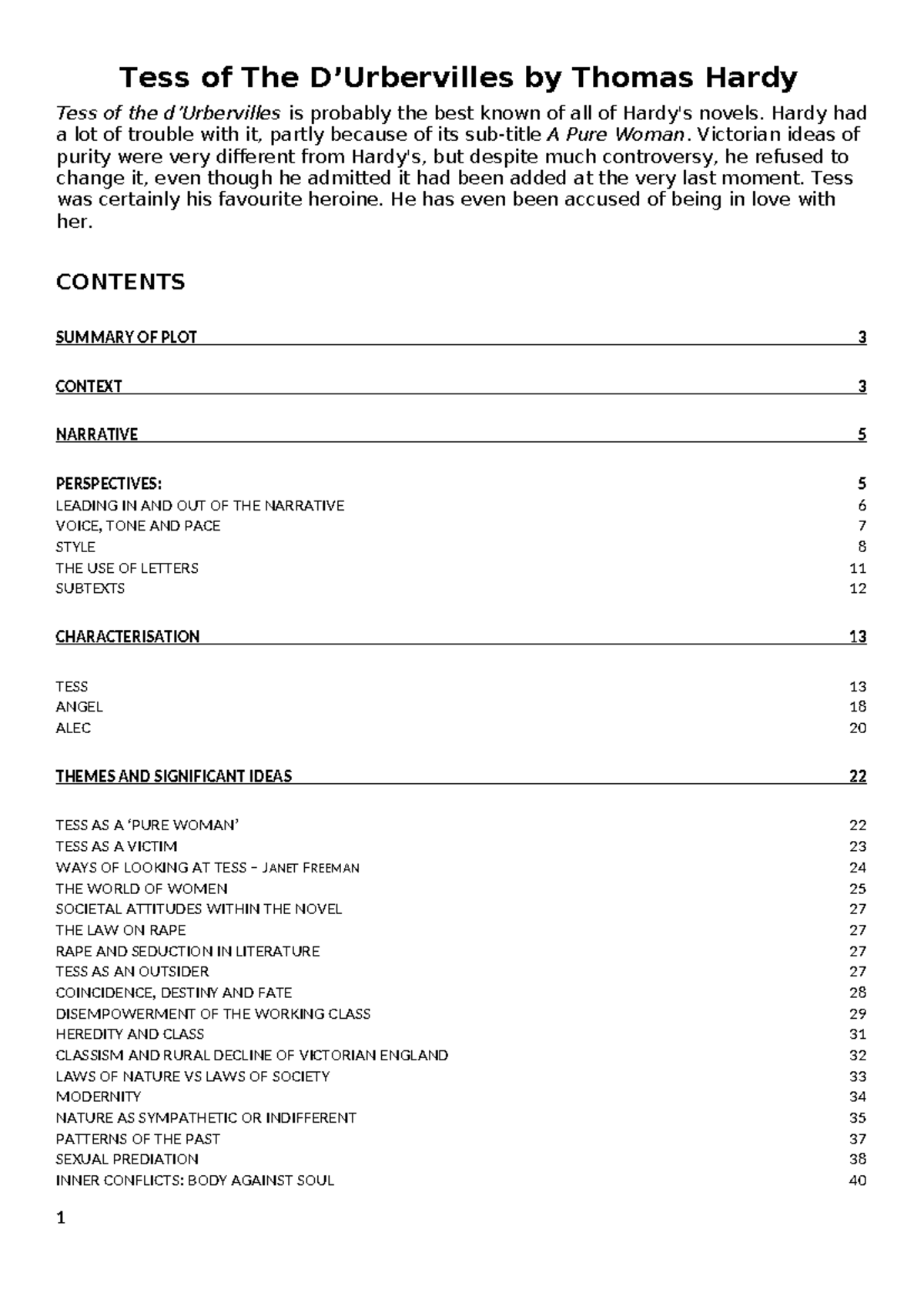 Tess of the D’Urbervilles: In-Depth Study Notes & Critical Analysis ...