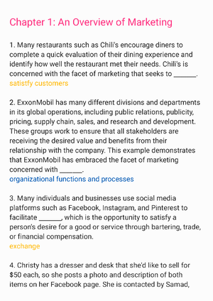 Ch 1, Ch 2, and Ch 3 Marketing Review 230911 225757500 - Chapter 1: An ...