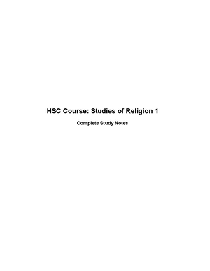 Studies of Religion- Grade: 11 - New South Wales Higher School ...