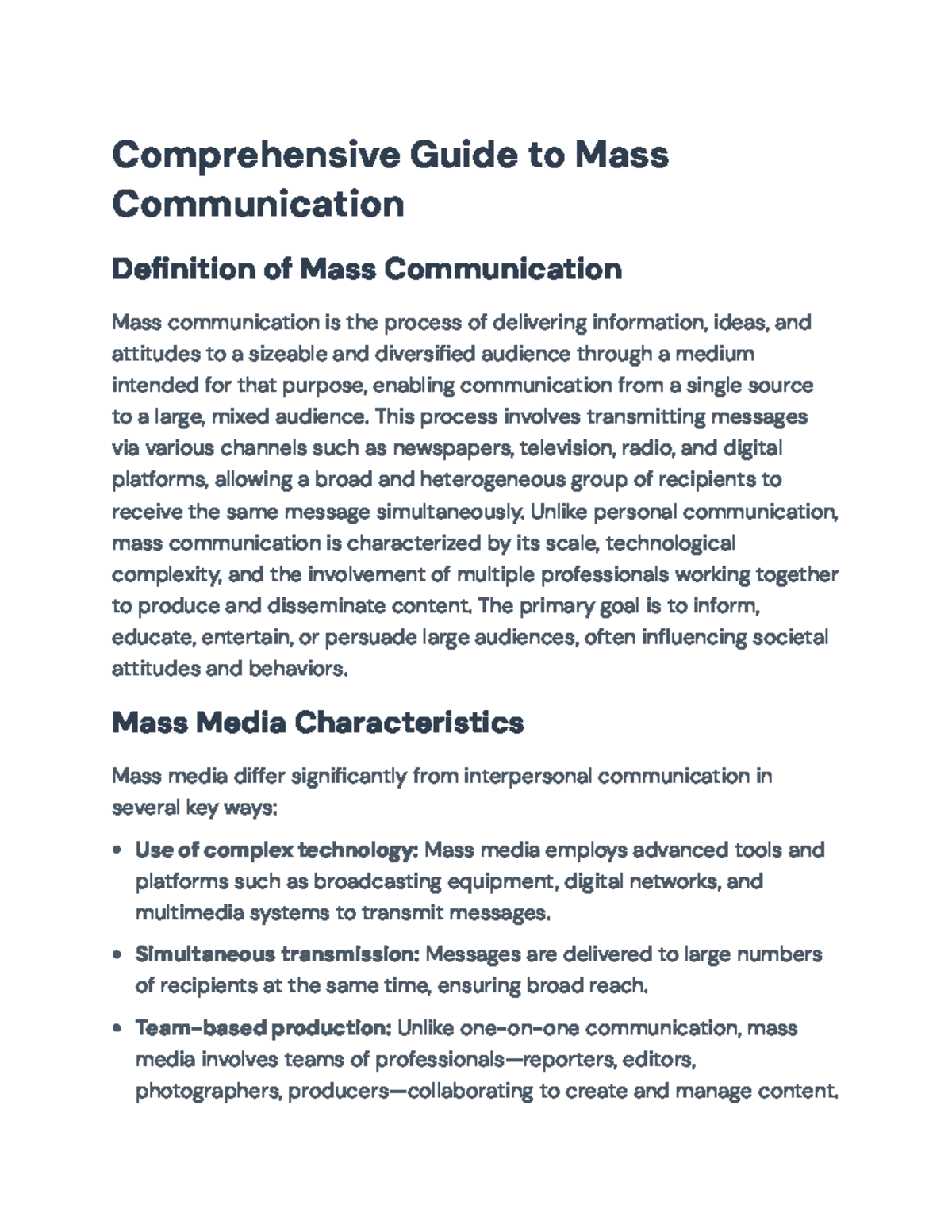 Comprehensive Overview of Mass Communication: Processes & Theories ...