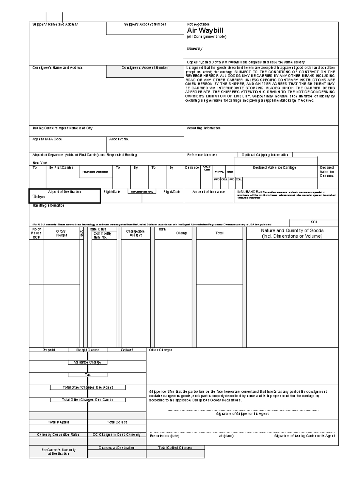 MẪU AIR - Air Waybill Template for Shipping Documentation - Studocu