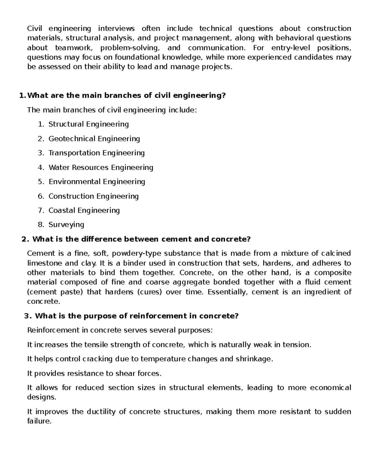 600+ Civil Engineering Interview Questions: Technical & Behavioral ...