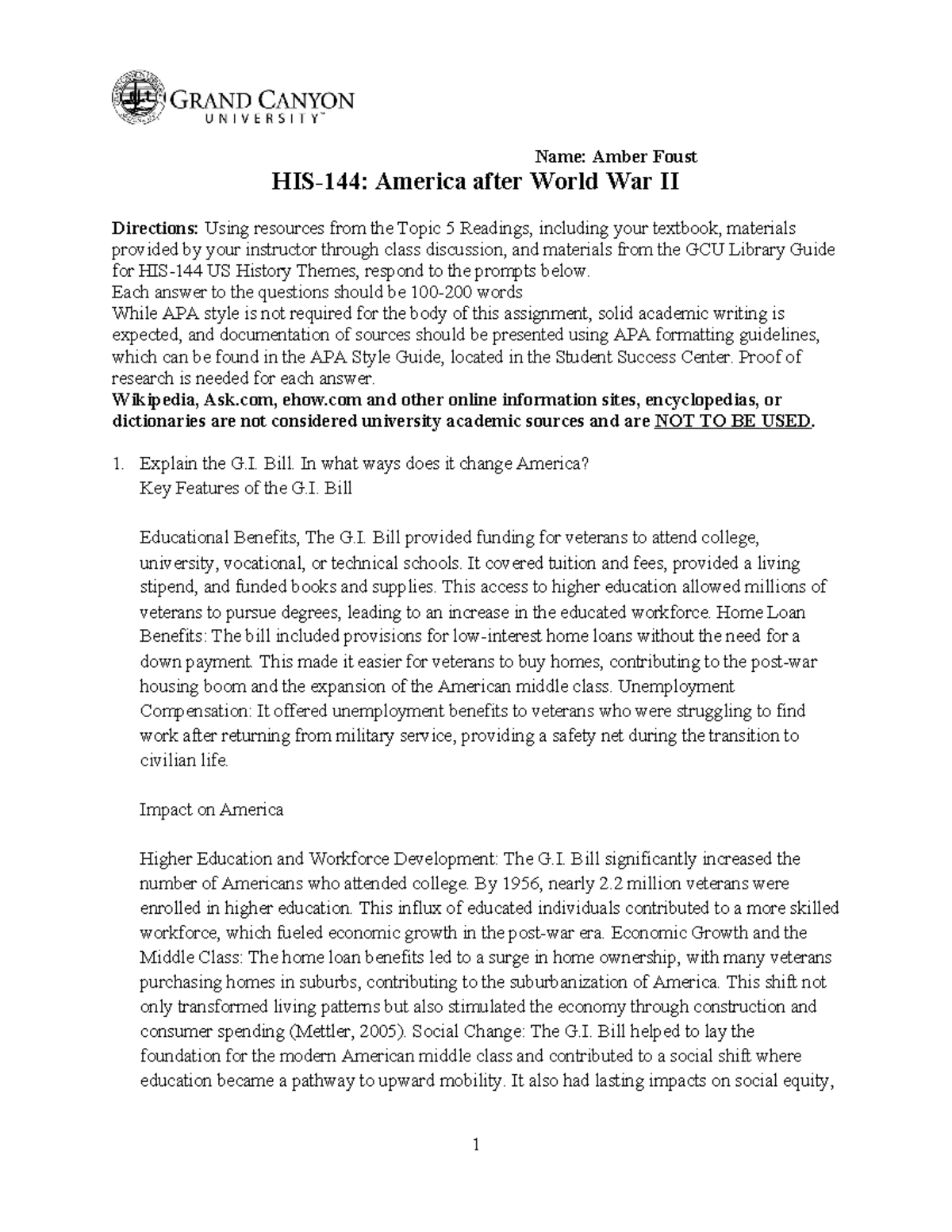 HIS-144-RS-America after WWII Worksheet topic 5 - Name: Amber Foust HIS ...