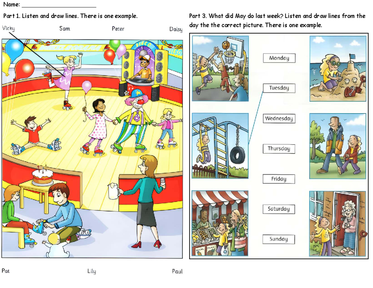 Movers Listening Test 1: Listen & Draw Lines Activity - Studocu