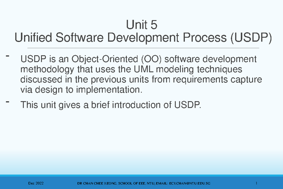 Part 1 - Unit 5 - Unified Software Development Process - Unit 5 Unified ...