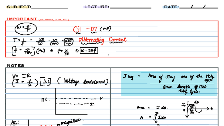 AC Derivations: Practical Notes for Lecture on Important Equations ...