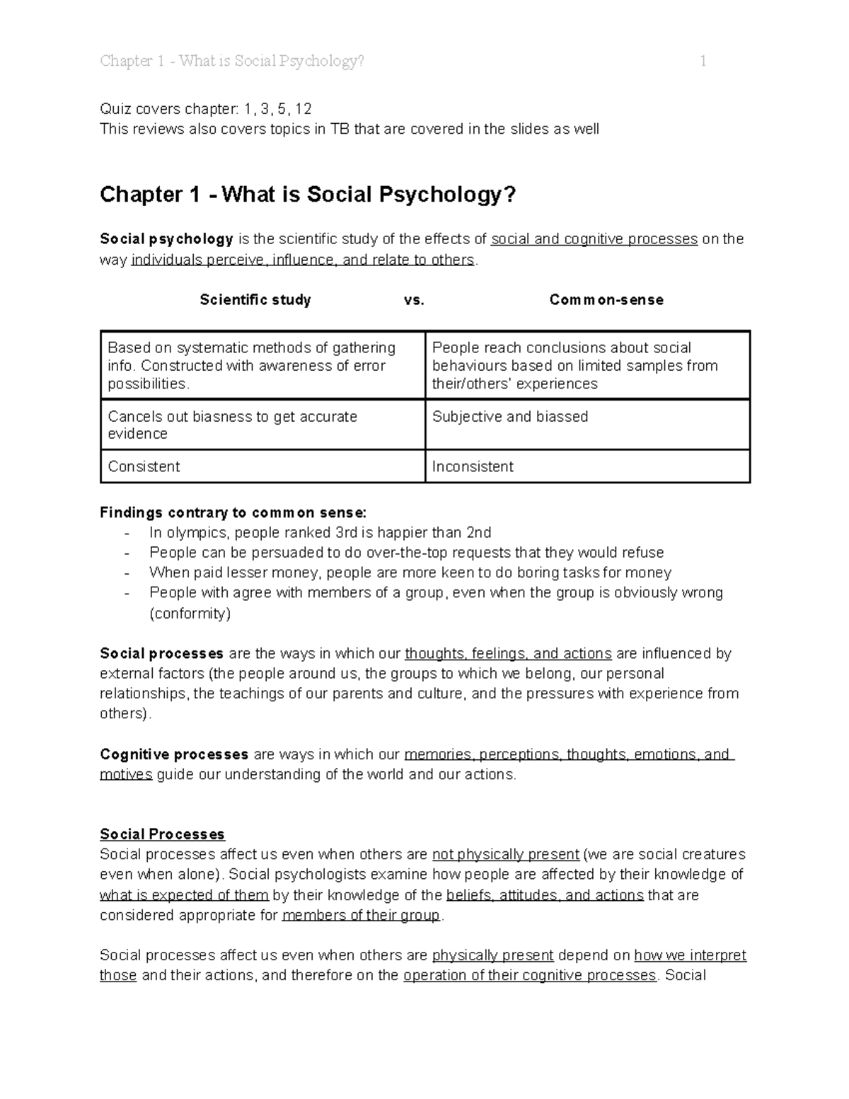 PSY285 Soc Psy TB Review - Chapter 1 - What is Social Psychology? 1 ...