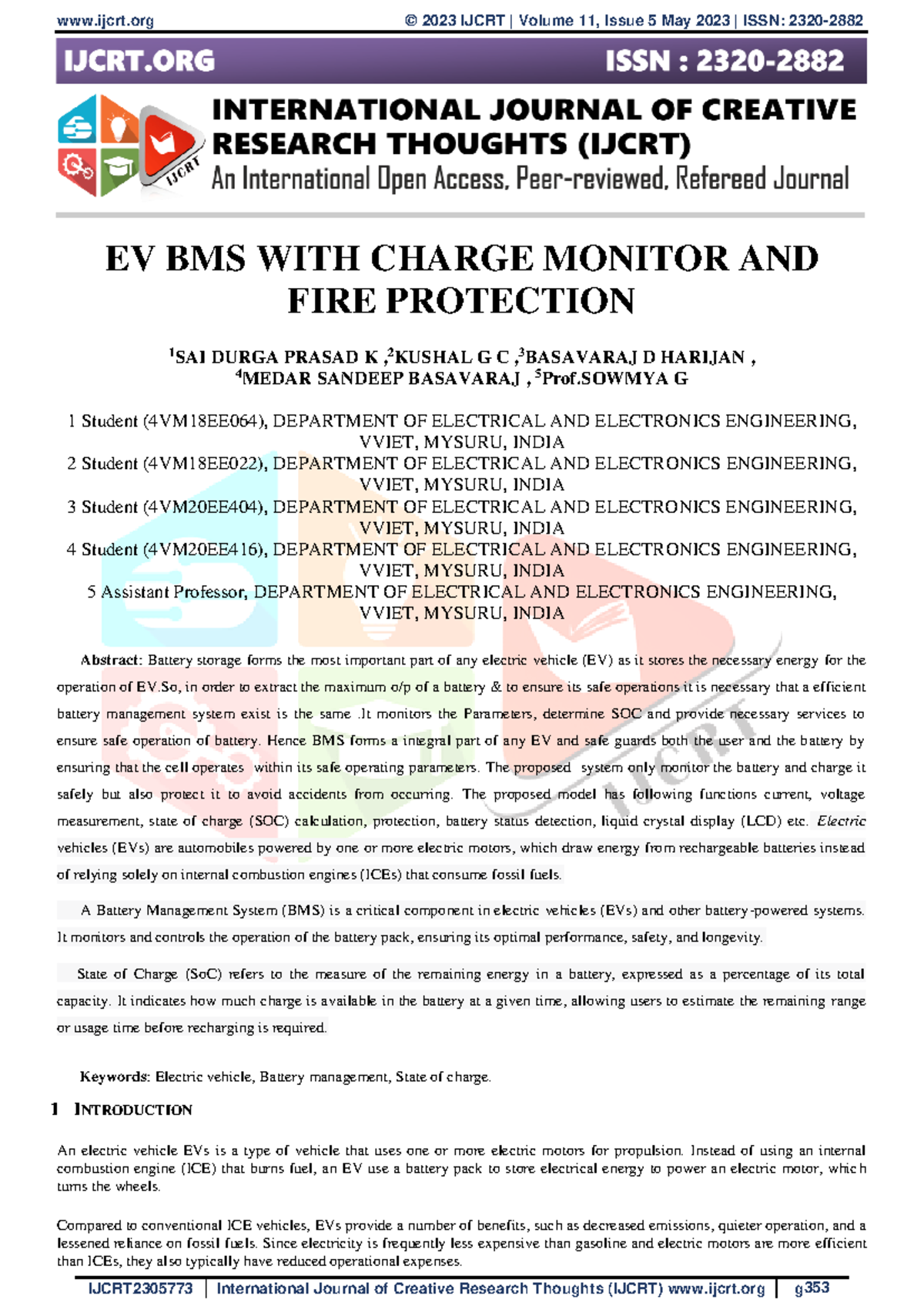 EV BMS with Charge Monitor & Fire Protection: Final Year Project Report ...