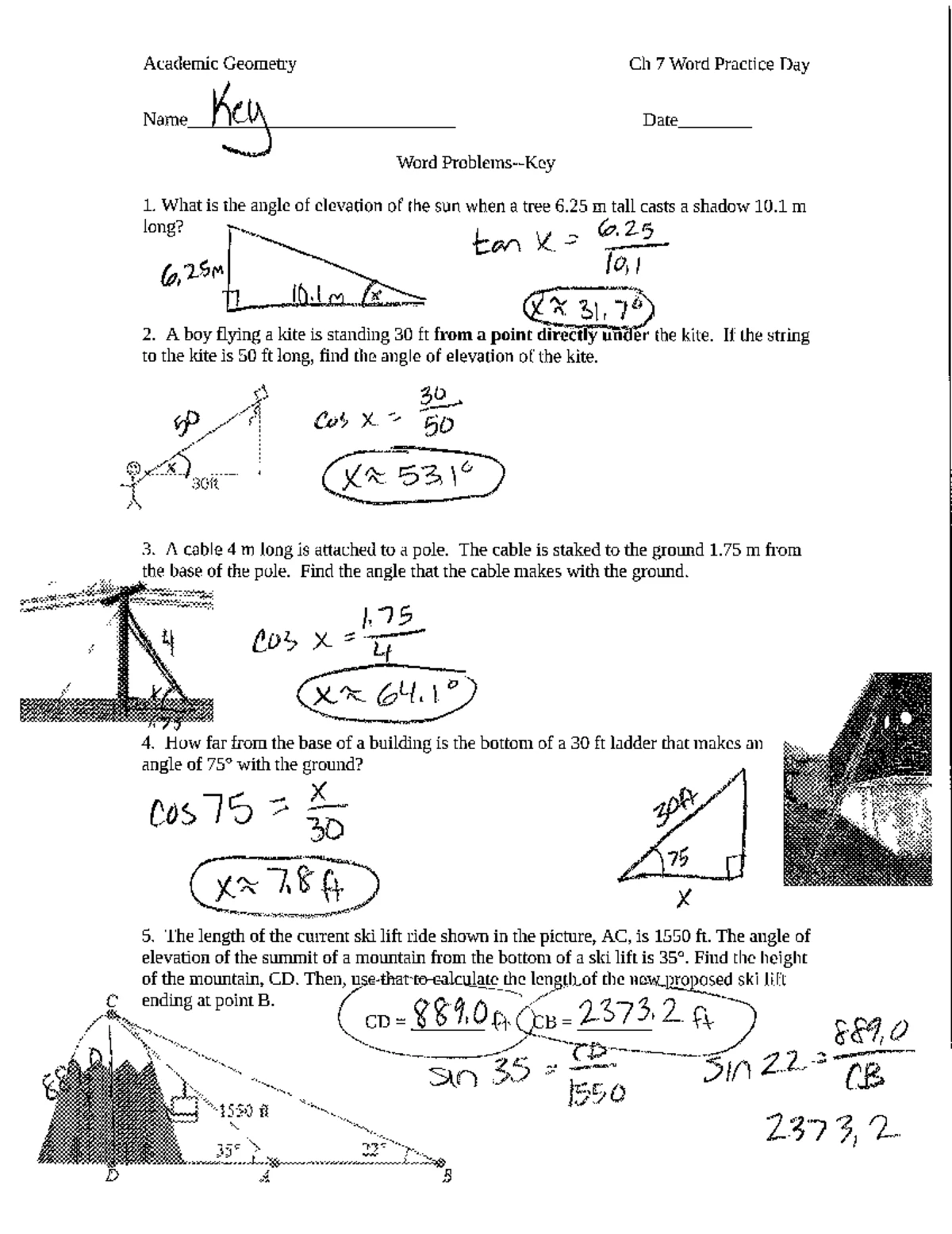 Academic Geometry 202 Chapter 7 Test Review Key - Cheet Sheet for Exams ...