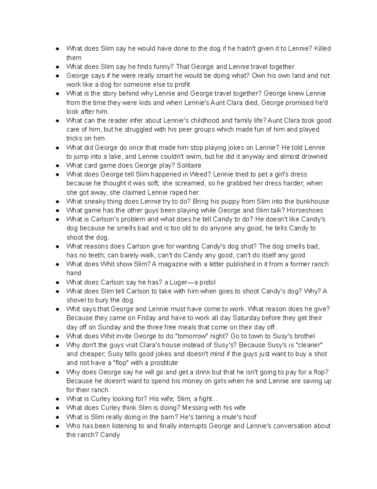 Of Mice and Men (Chapter 3) Q&A: Key Themes and Events Explained - Studocu