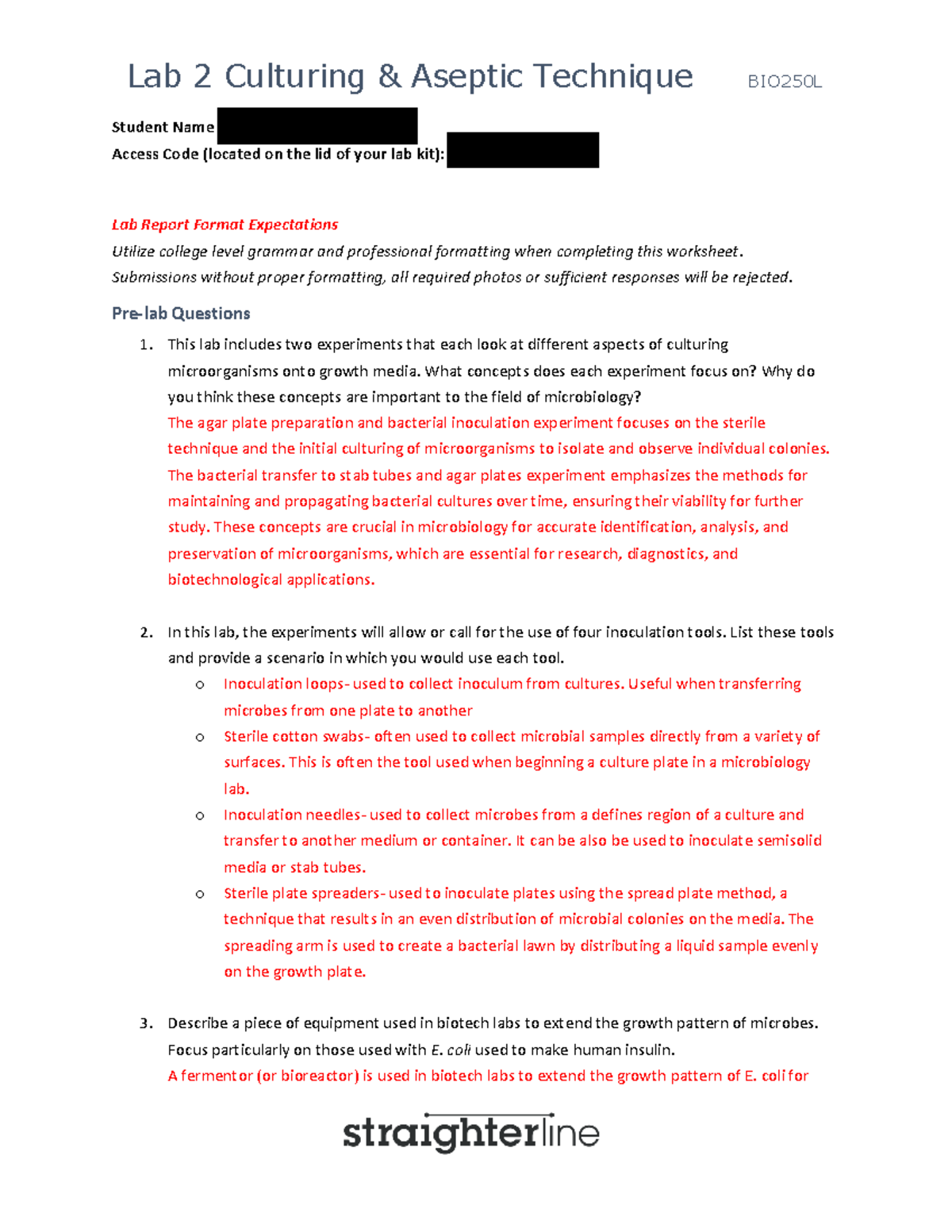 BIO250 Lab 2 Report: Microbial Techniques & Culturing Methods - Studocu