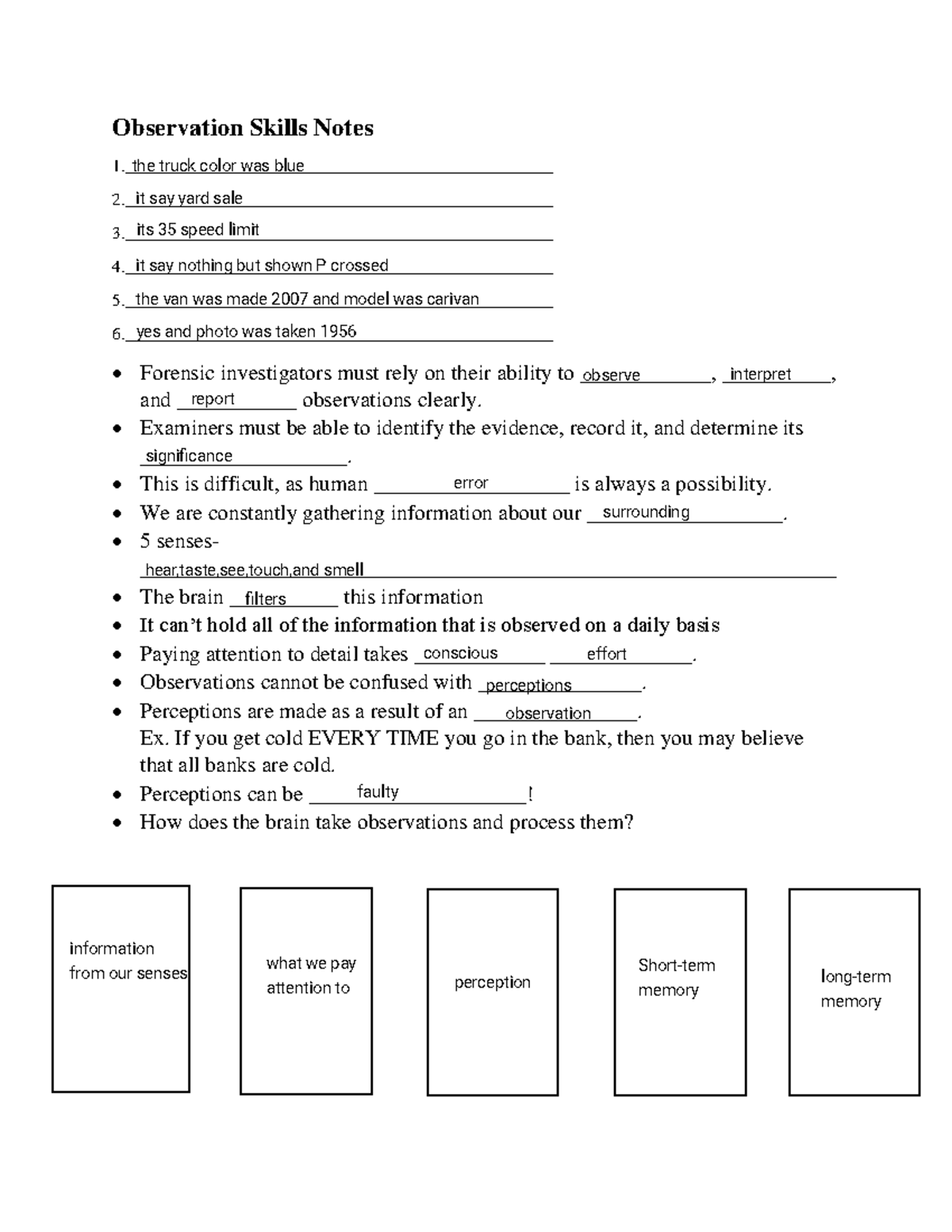 Observation Skills Notes - Forensic Investigation (Doodle) - Studocu