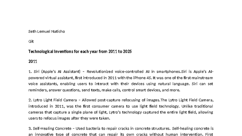 IT 101: Technological Inventions from 2011 to 2025 - Studocu
