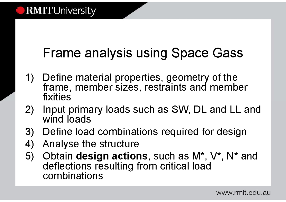 Frame Analysis Tutorial Using Space Gass for Structural Design - Studocu