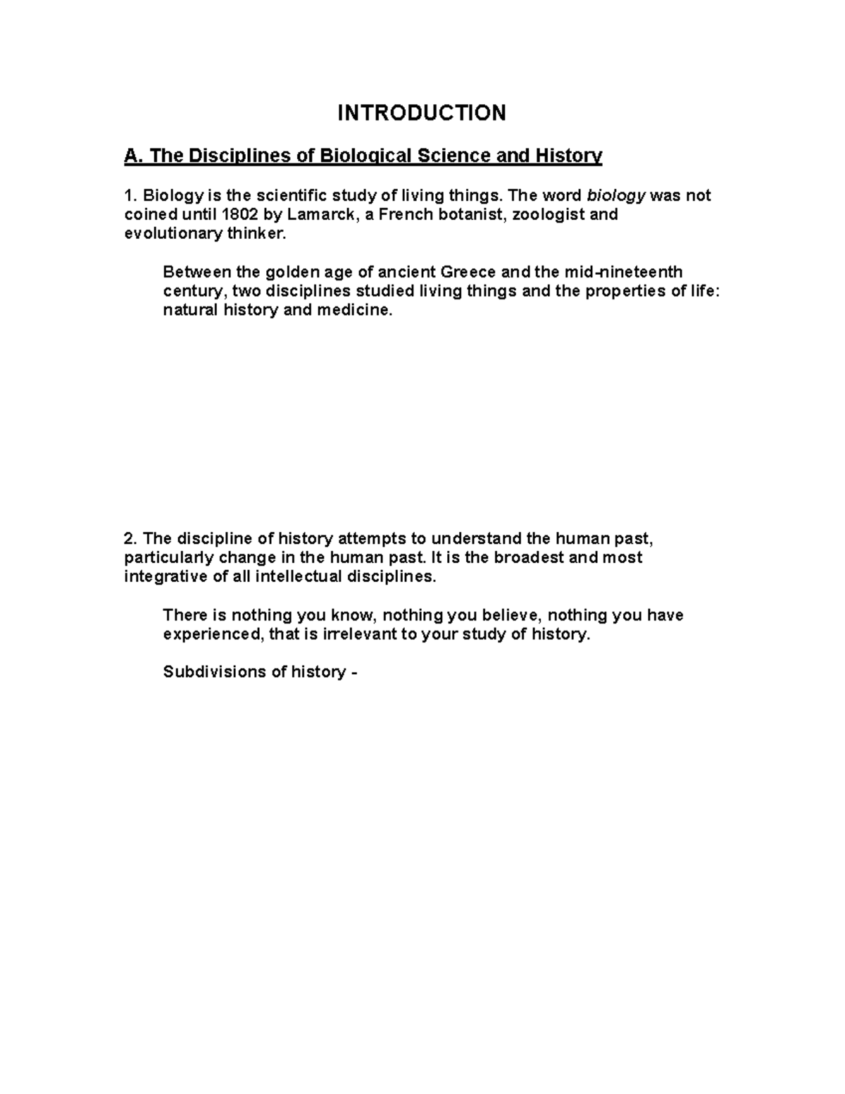 BIO 101: Intro to Biology & History - Key Concepts and Overview - Studocu