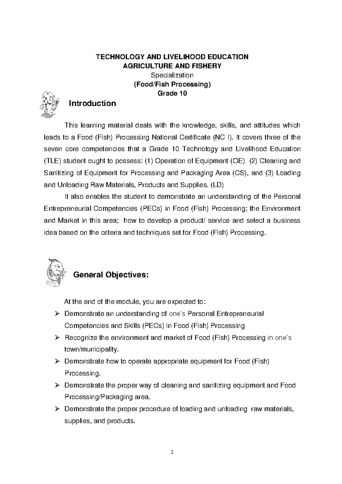 Food-Fish Processing - TECHNOLOGY AND LIVELIHOOD EDUCATION AGRICULTURE ...