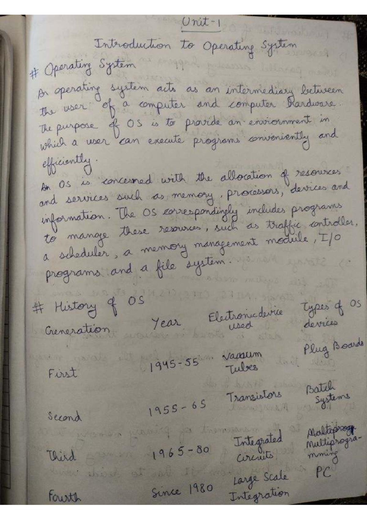 Unit-1 Notes: Introduction to Operating Systems and Their Functions ...