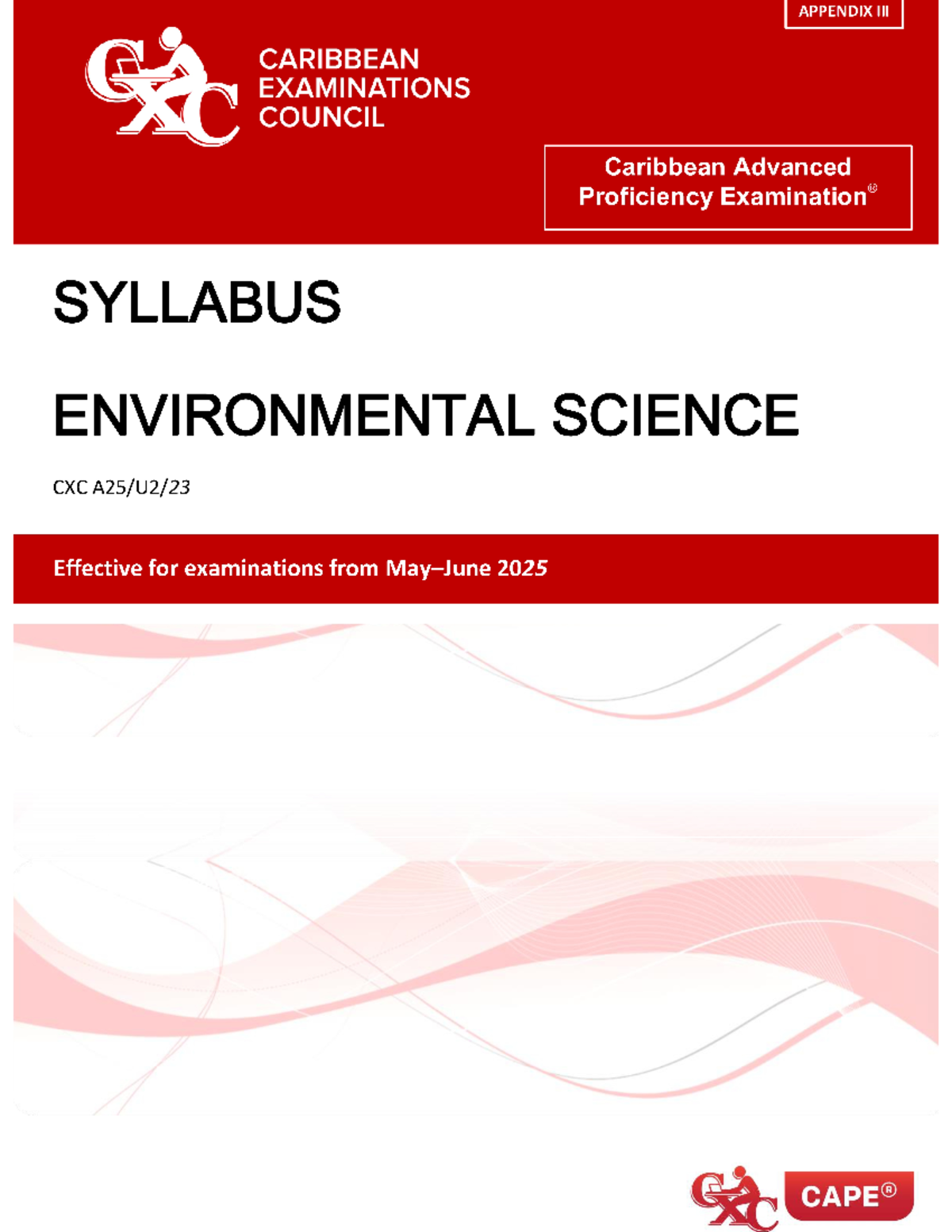 2025 CAPE Environmental Science Syllabus Overview and Objectives - Studocu
