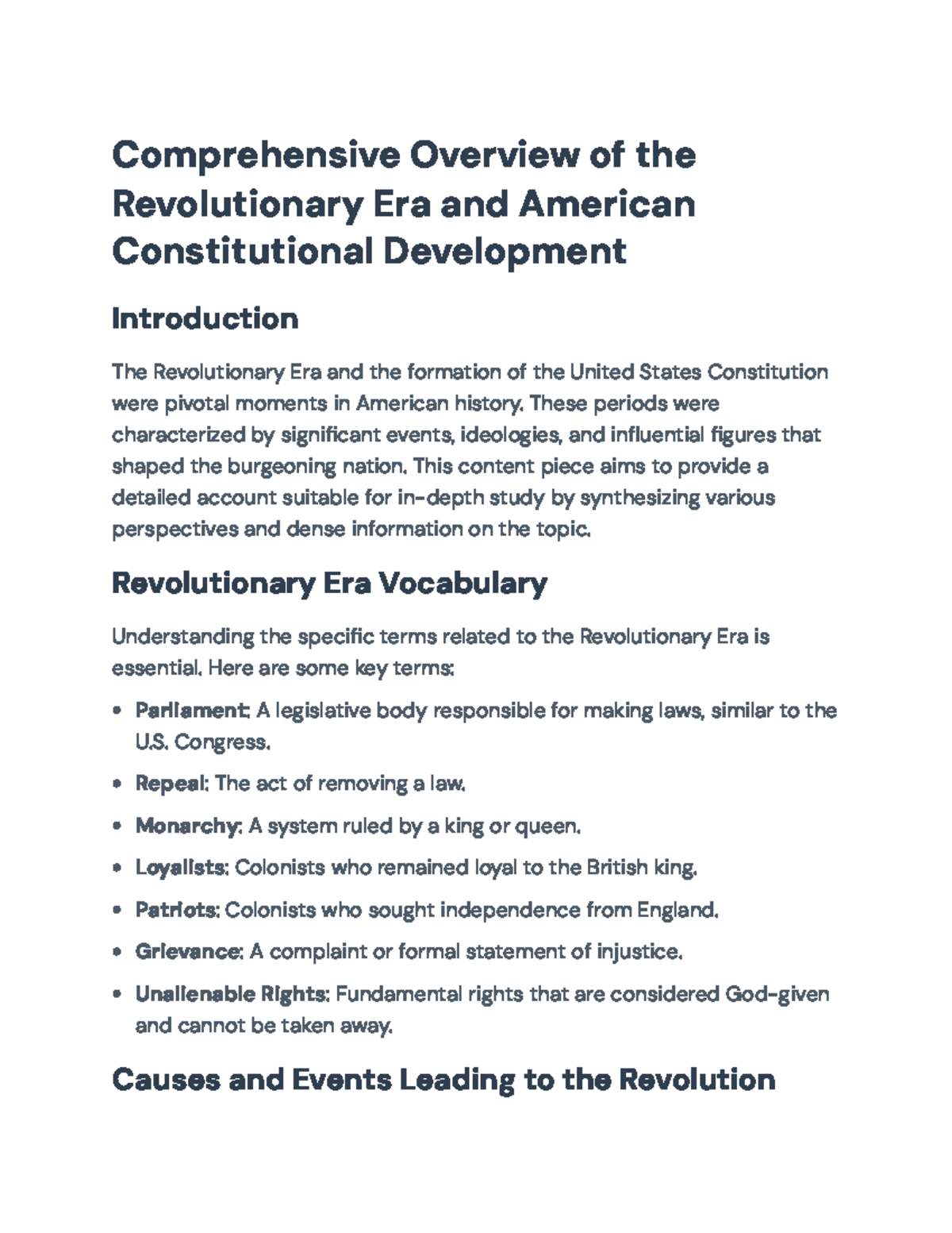 Overview of the Revolutionary Era and U.S. Constitutional Development ...