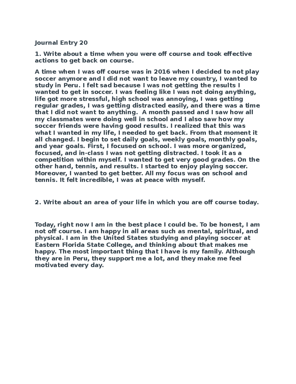 Journal Entry 20: Reflecting on My Journey and Current Success - Studocu