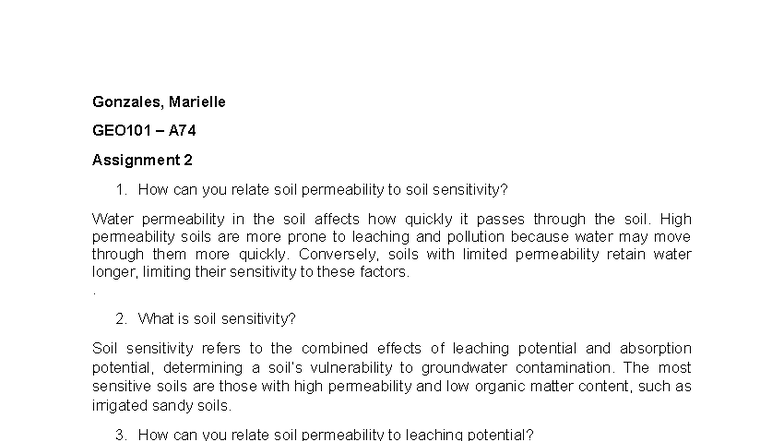 GEO101 A74 Assignment 2: Soil Permeability and Sensitivity Analysis ...