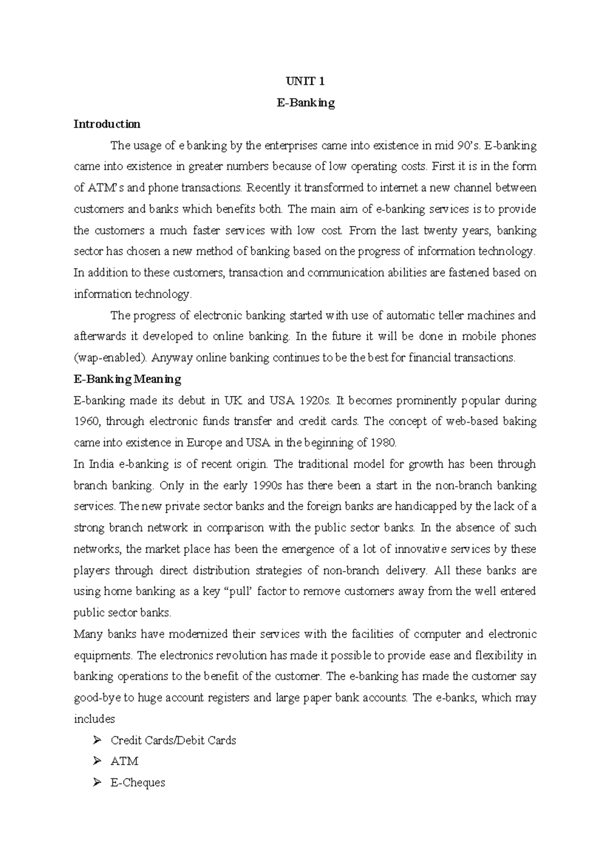 E-Banking Overview and Key Concepts: A Study Guide - Studocu